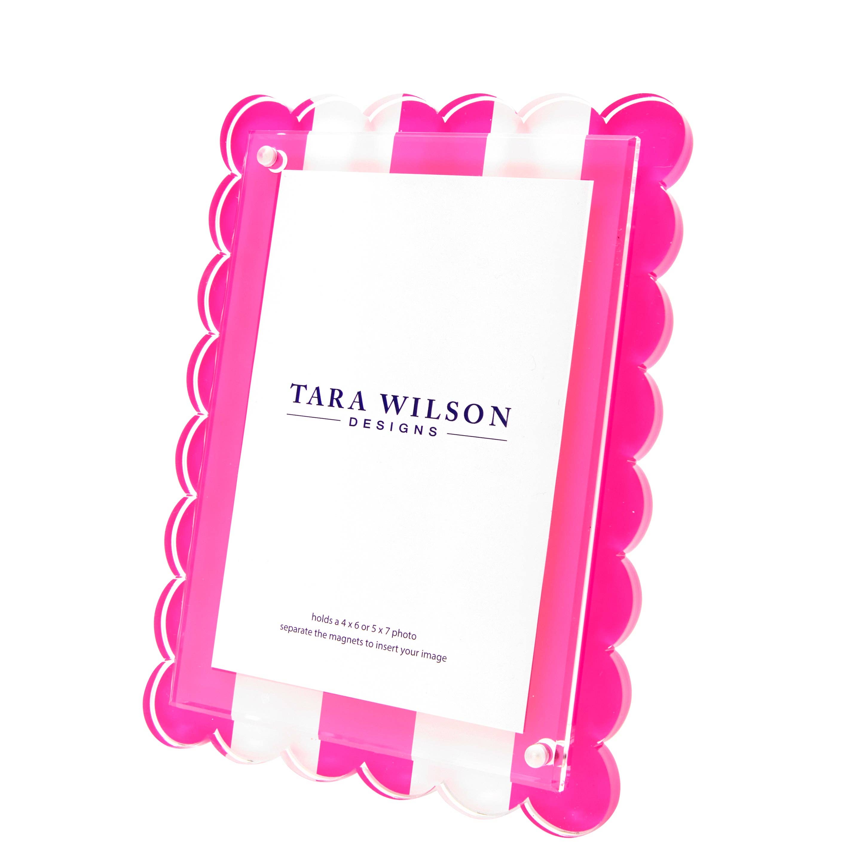Tara Wilson SCALLOP FRAME - PINK & WHITE STRIPE – Onic Brands LLC